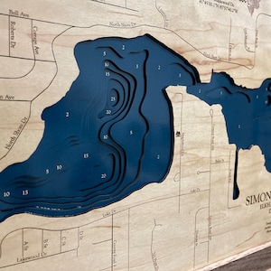 Simonton Lake Map, Wood Lake Map, Custom Lake Map, Custom Lake Sign ...