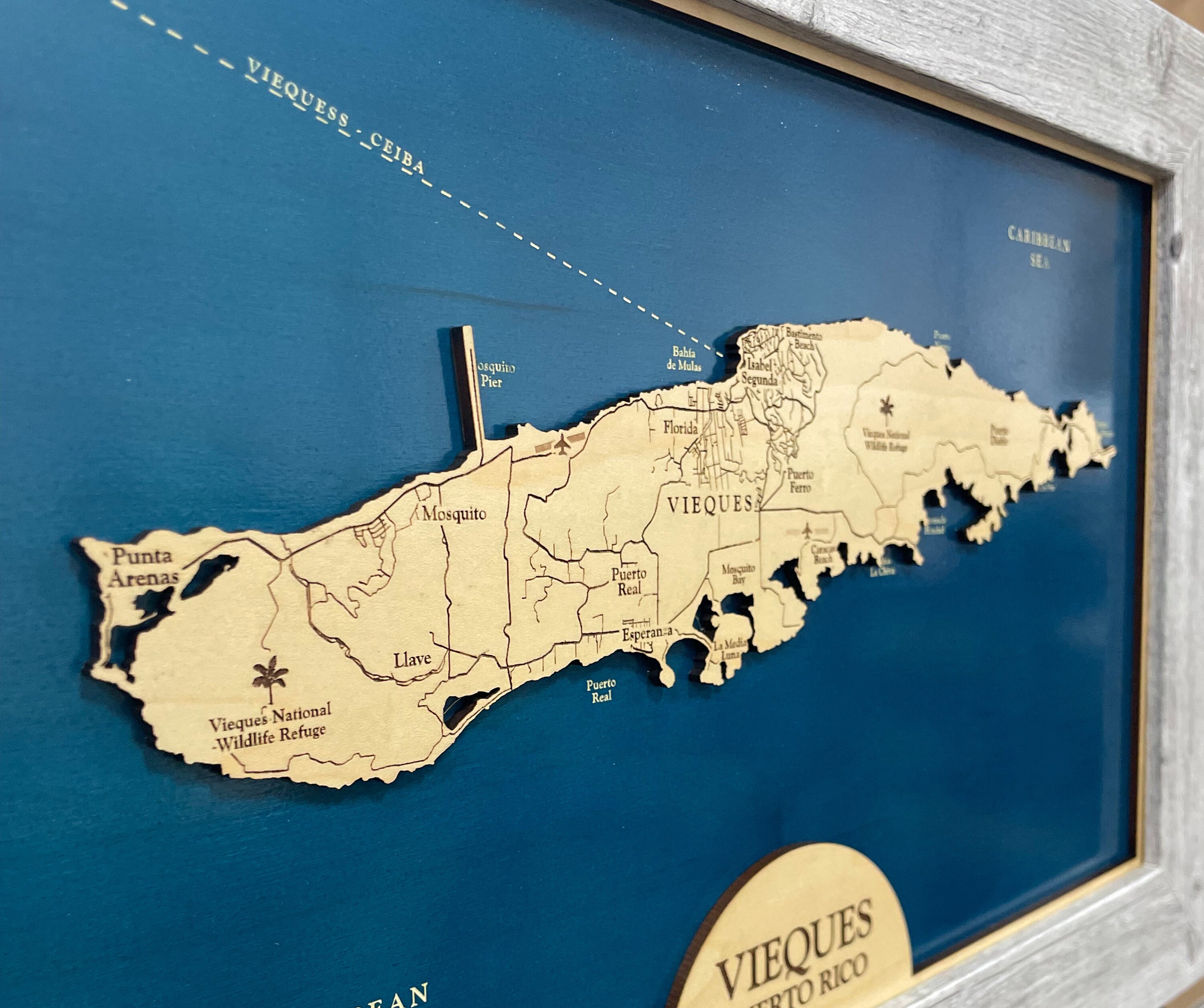 Vieques Puerto Rico Map Vieques Map Honeymoon Gift Wood - Etsy