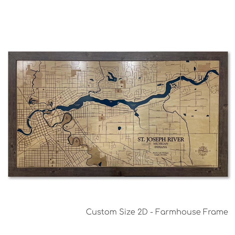 Mapa del Alto Río St. Joe, Mapa de Madera Personalizado, Arte Mural 3D ...