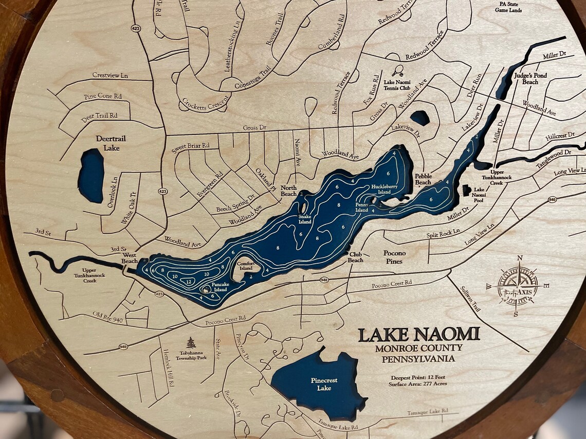 Lake Naomi Map Custom Wood Map Custom Lake Art 3D Wall Art - Etsy