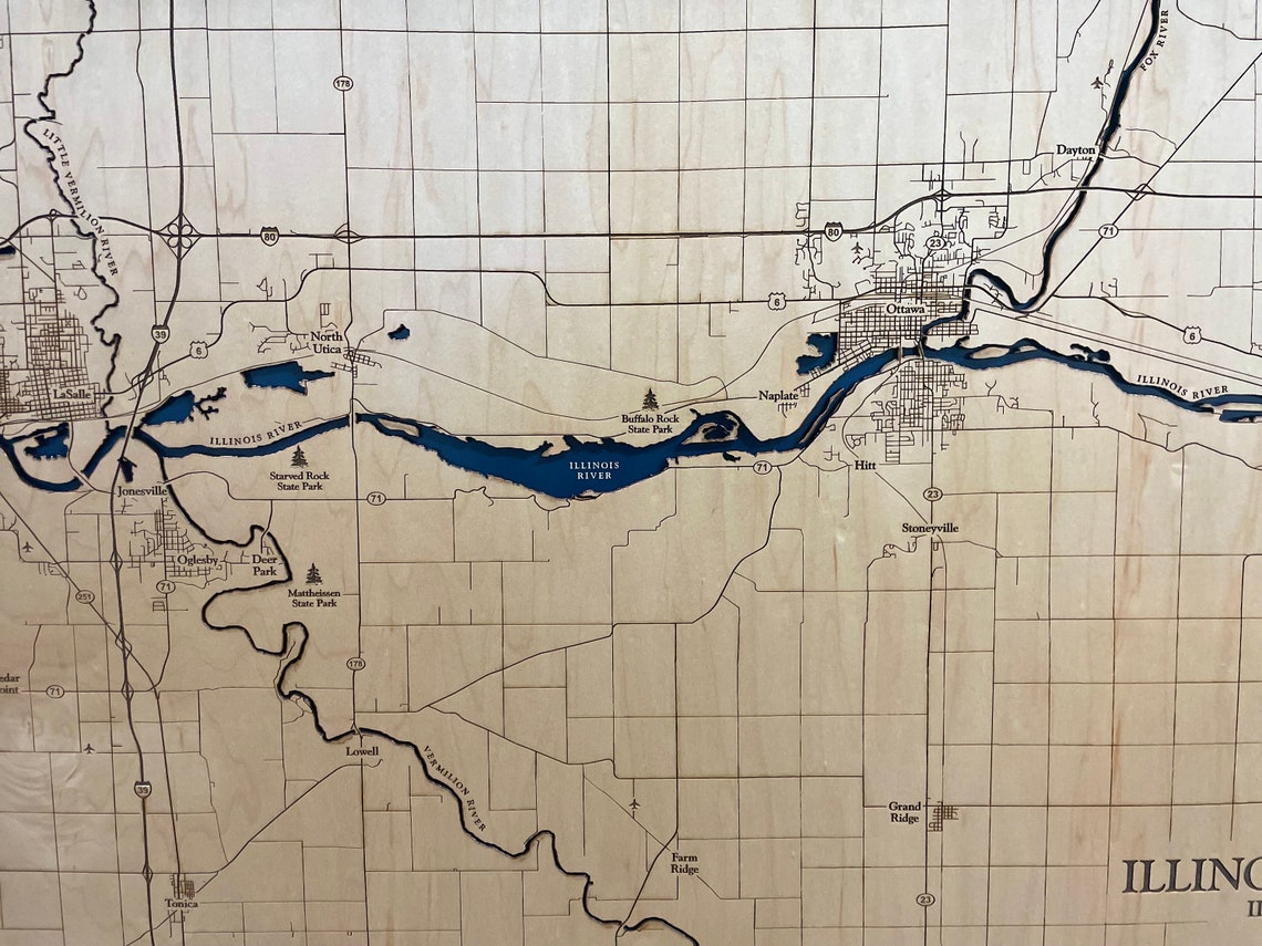 Illinois River Map Custom Wood Map 3D Wall Art Contour Map - Etsy