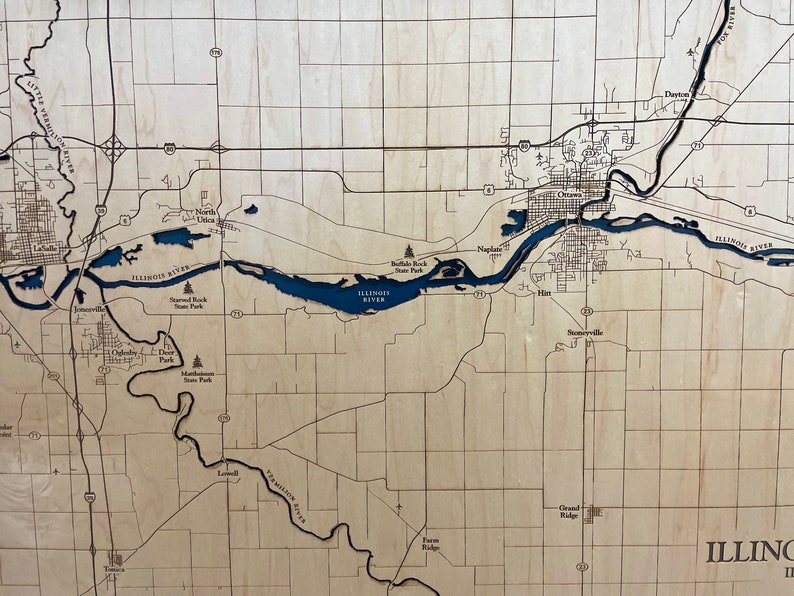 Illinois River Map Custom Wood Map 3D Wall Art Contour Map - Etsy