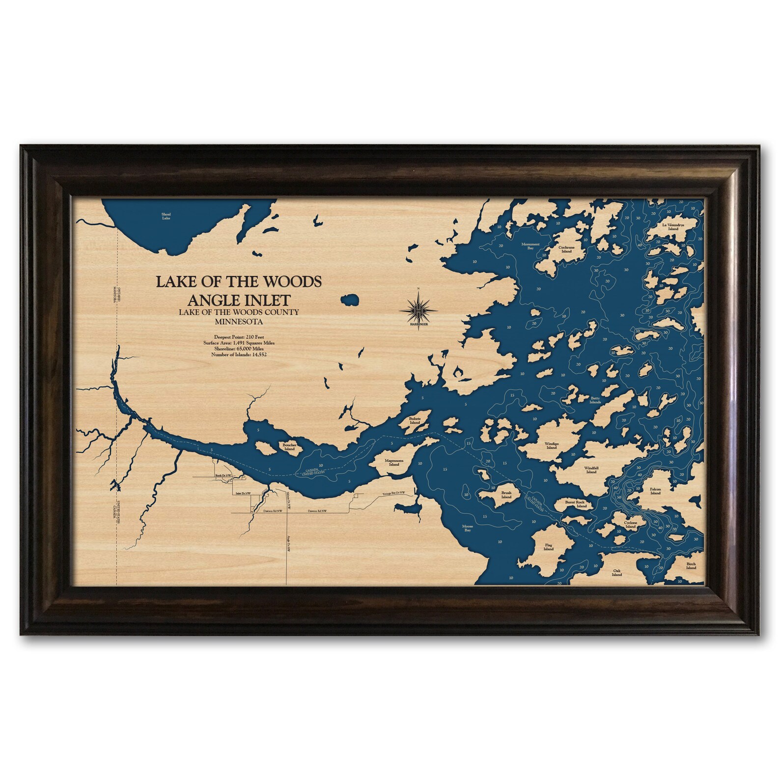 Angle Inlet Map Custom Wood Map Wood Lake Map Lake of the | Etsy