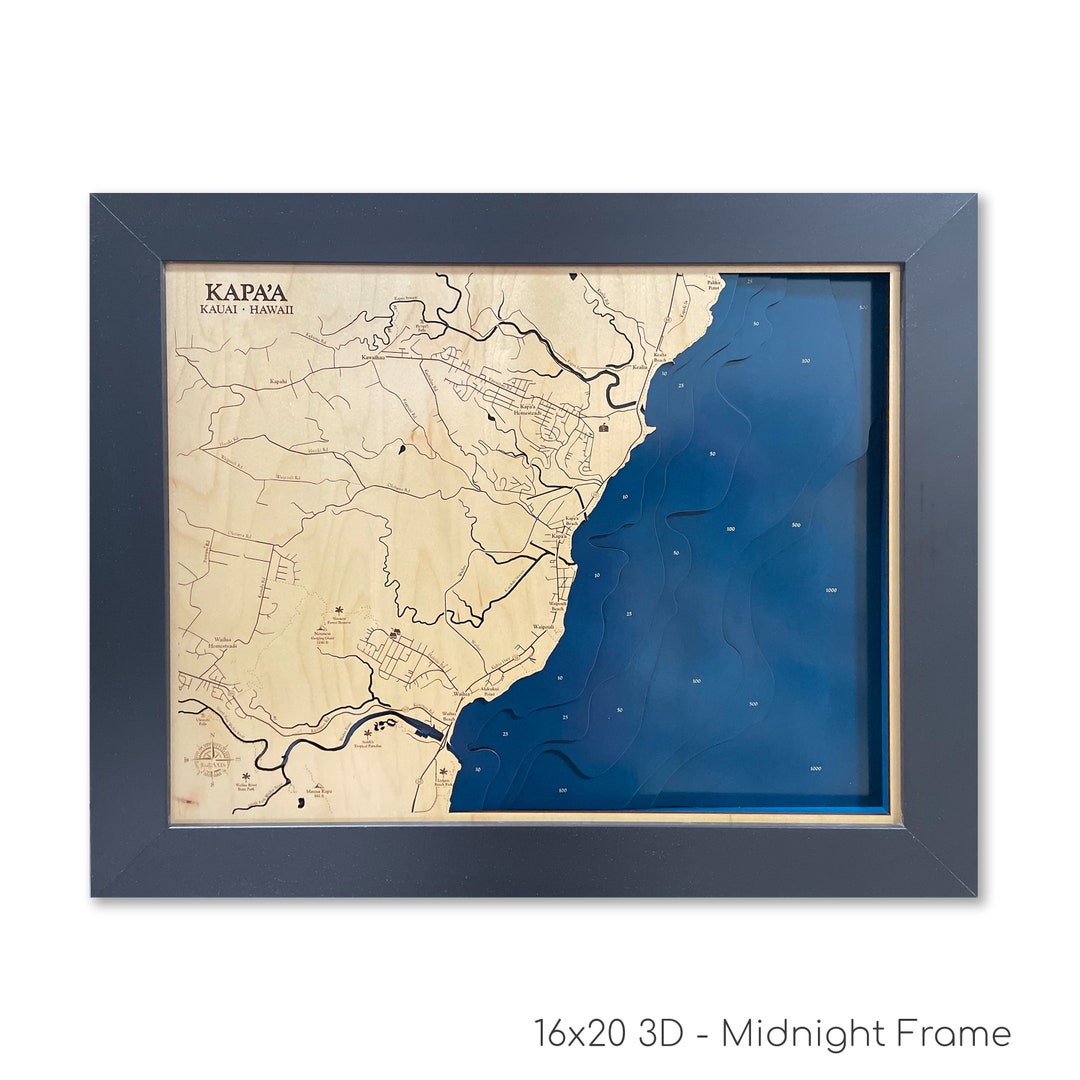 Kapa'a Map, Kauai Map, Hawaii Map, Hawaii Decor, Hawaii Sign, Custom ...