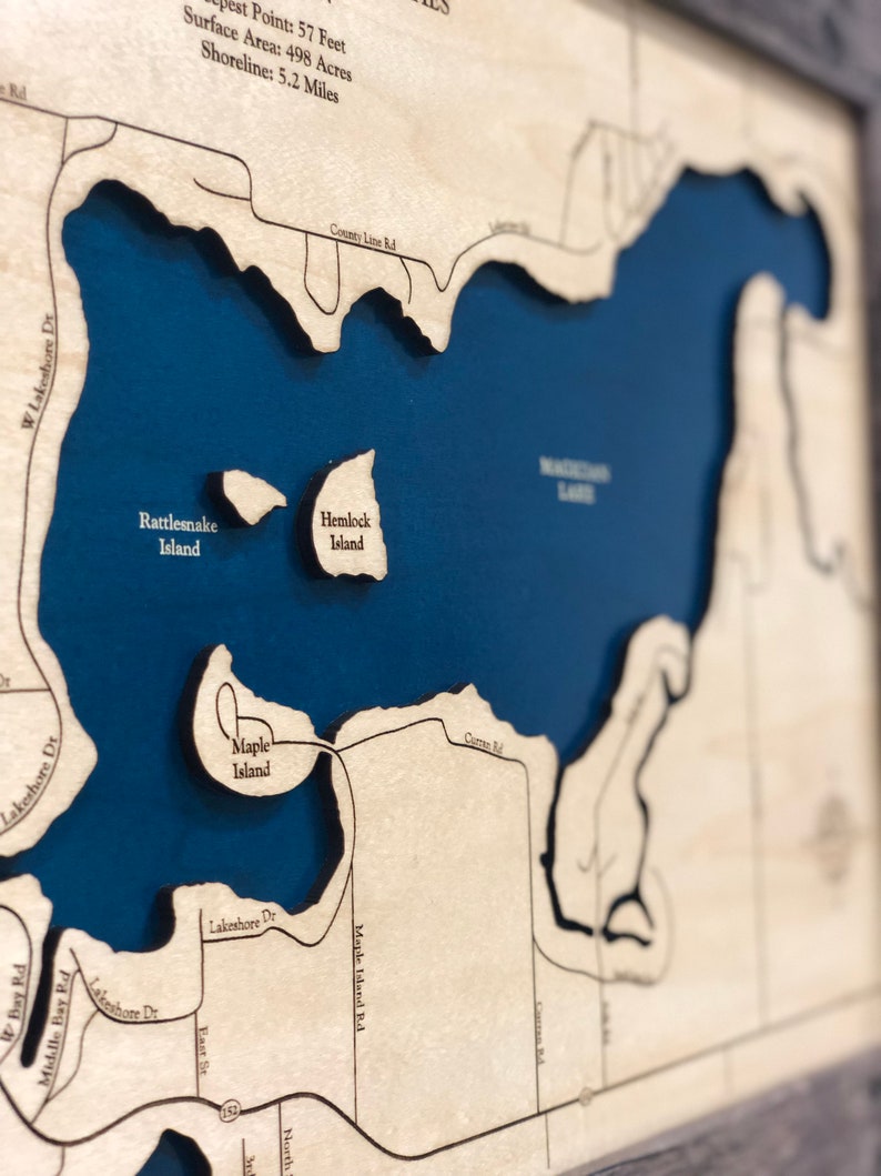 Magician Lake Custom Wood Map Art 3D Wall Art Contour | Etsy