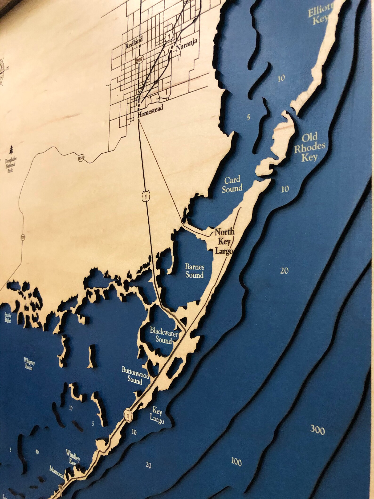 Florida Keys Map Custom Wood Map Florida Map 3D Wall Art Contour Map ...