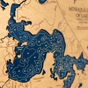 Minocqua Chain of Lakes Map, Minocqua Lake Map, 3D Lake Map, Wood Lake ...