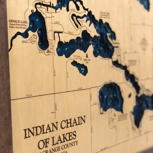 Indian Chain of Lakes Map, Dallas Lake Map, Custom Wood Map, 3D Wall ...