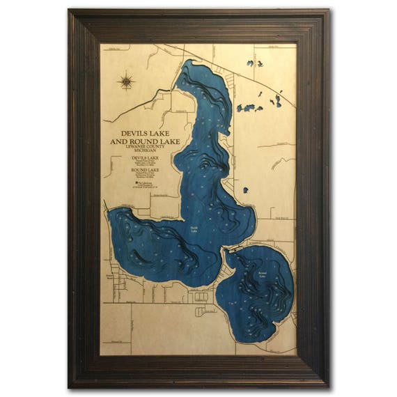 Devils and Round Lake Map Custom Wood Map Art 3D Wall | Etsy