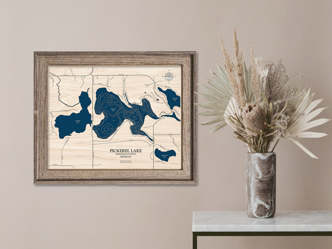 Pickerel Lake Map, Wood Lake Map, Custom Lake Map, Custom Lake Sign ...