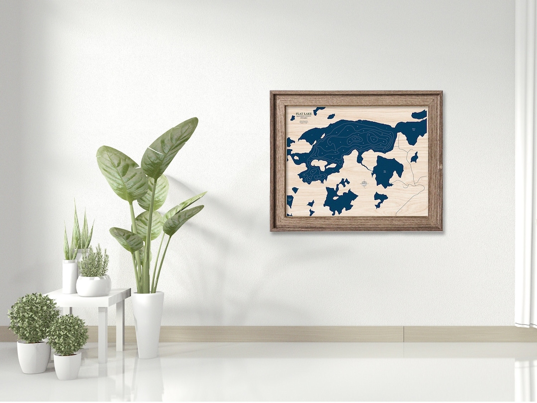 Flat Lake Map, Custom Lake Sign, Custom Lake Map, Wood Lake Map, 3D ...