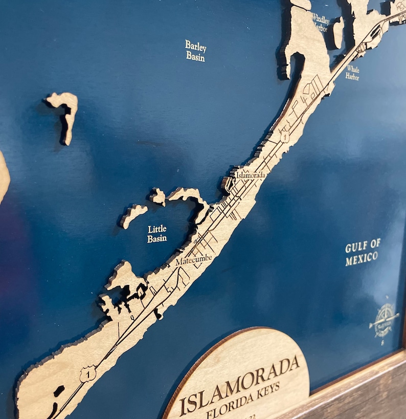 Plantation Key Map Tavernier Map Florida Keys Map Wood - Etsy