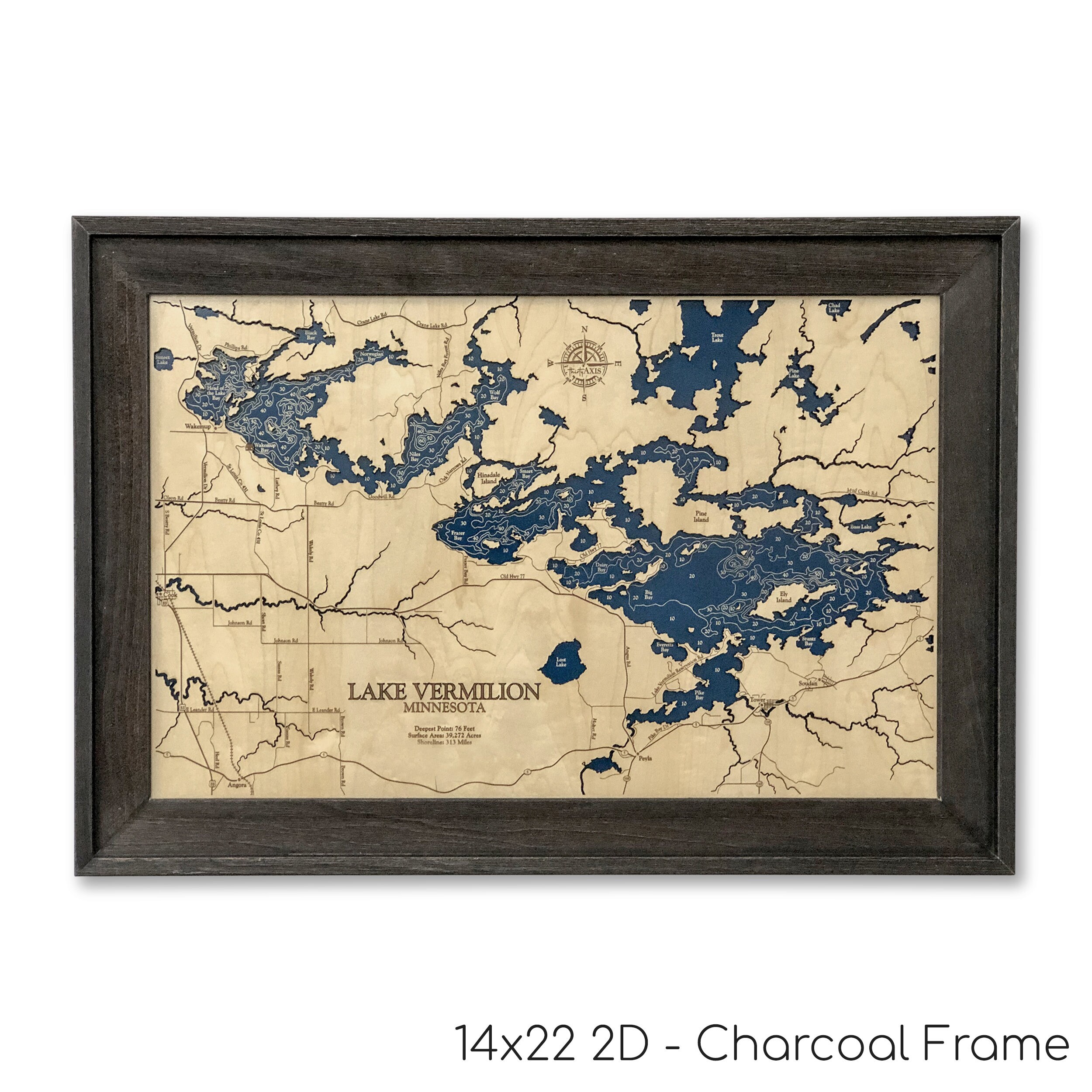 Lake Vermilion Custom Wood Map Art 3d Wall Art Contour Etsy