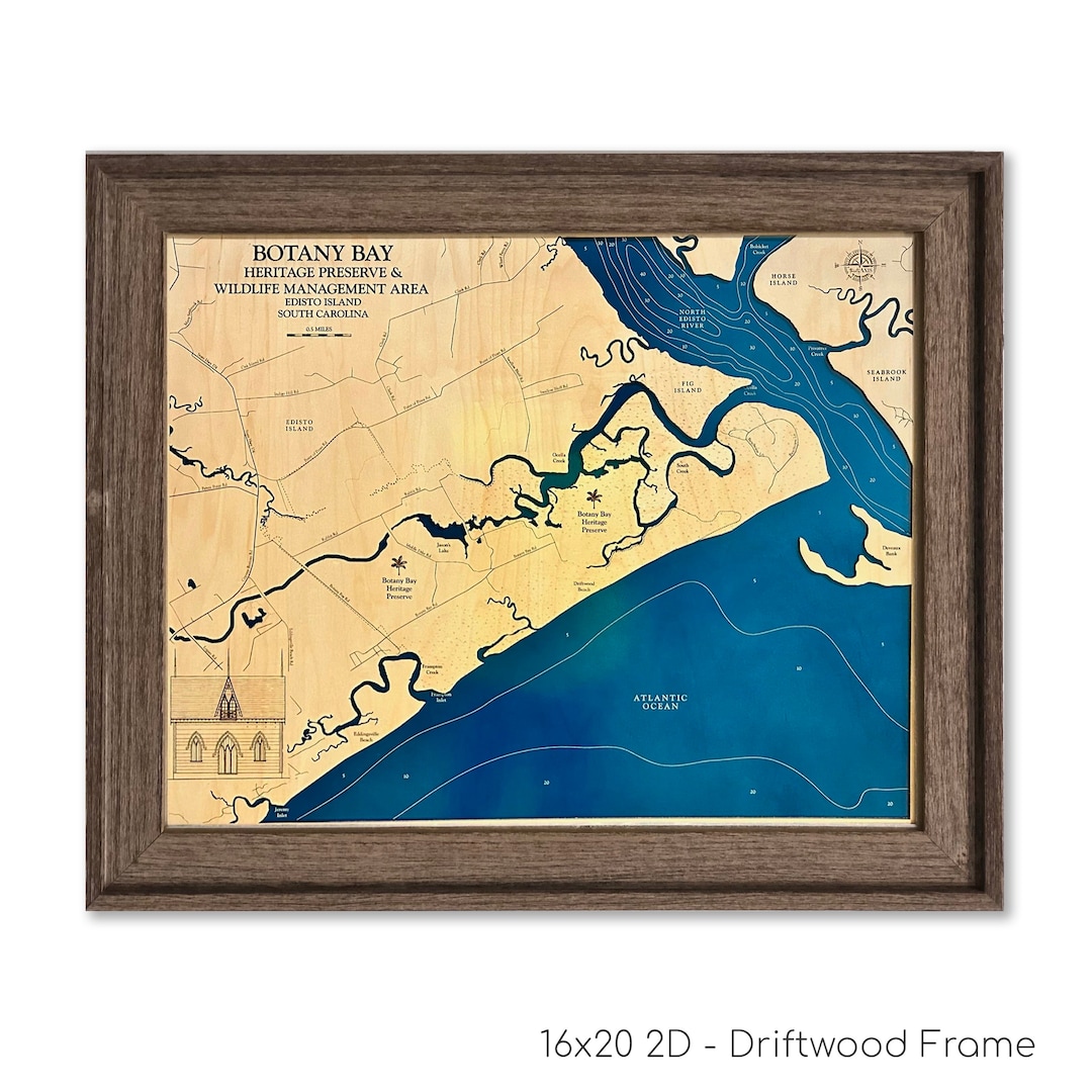 Botany Bay Map, Edisto Island Map, South Carolina Map, Florida Gift ...