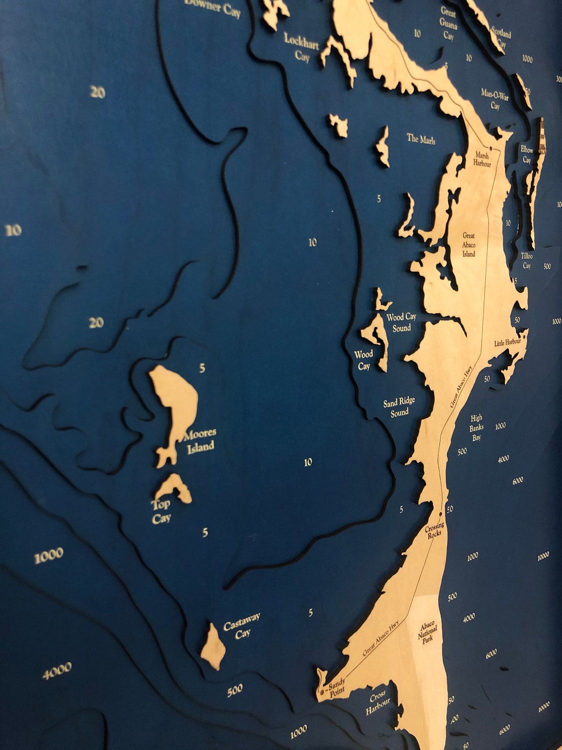 Abaco Map Custom Wood Map Bahamas Art 3D Wall Art Lake | Etsy