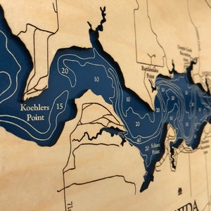 Lake Tschida Map, Lake Art, Custom Wood Map, 3D Wall Art, Contour Map ...