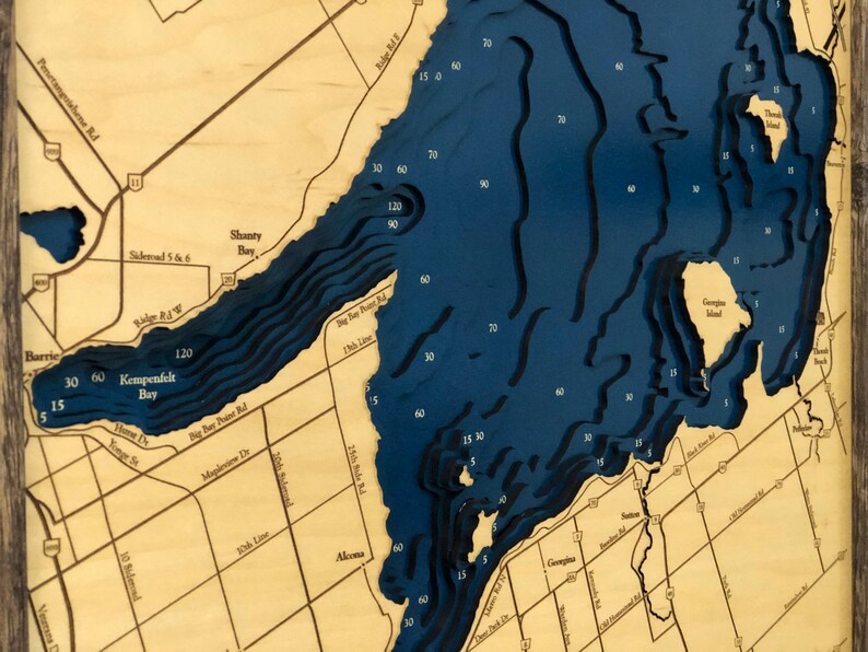 Lake Simcoe Simcoe Map Custom Wood Map Lake Map 3D Wall - Etsy
