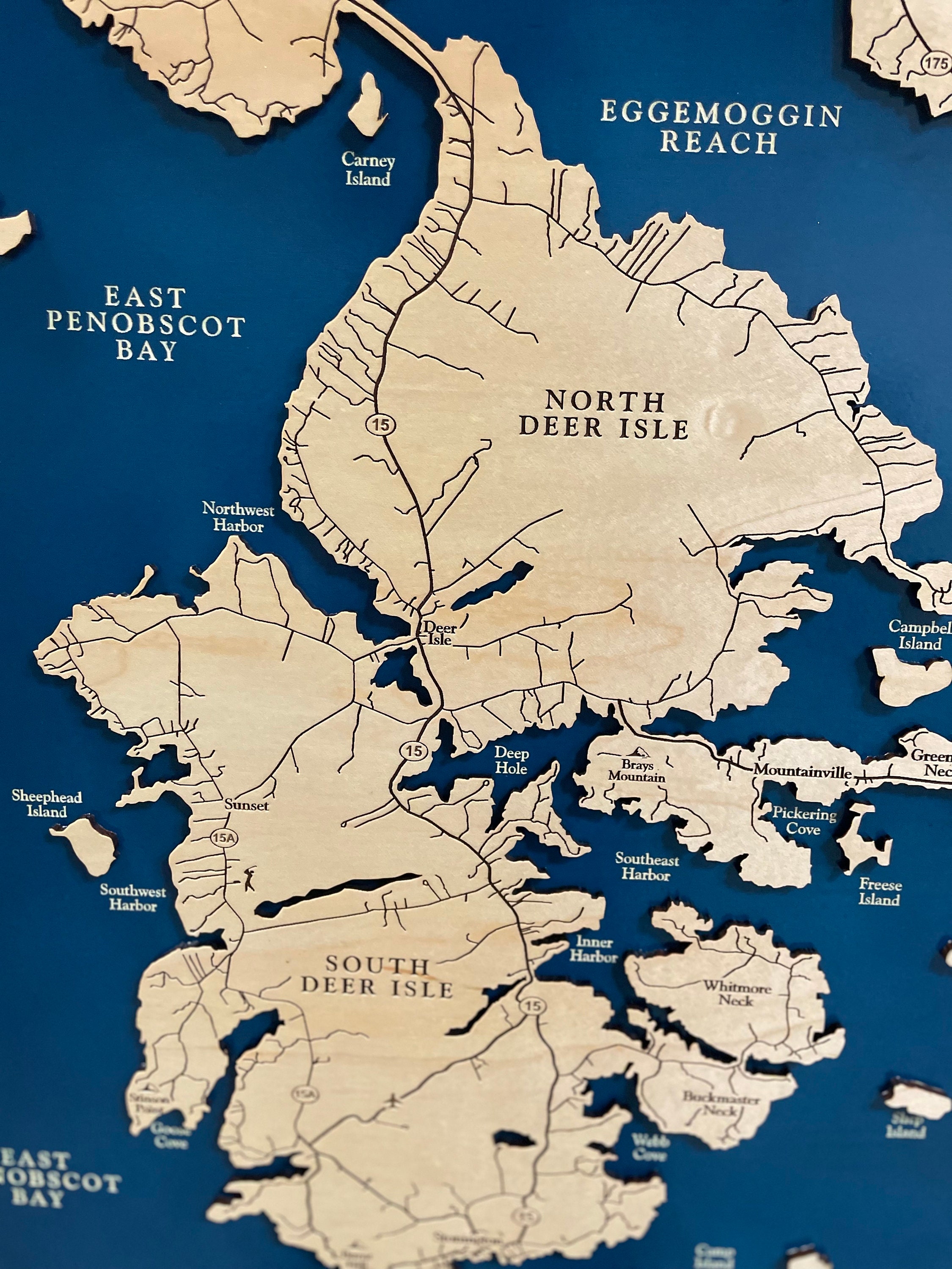 Deer Isle Map Custom Wood Map Custom Lake Art 3D Wall Art - Etsy Australia