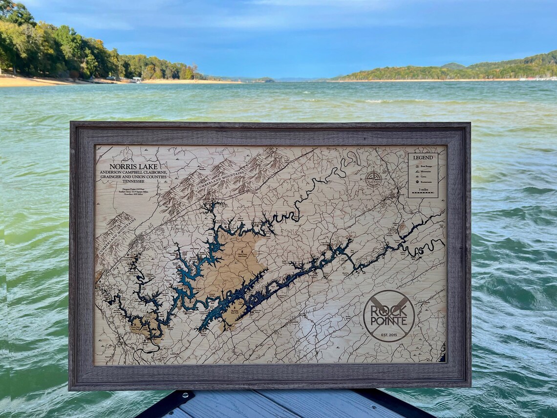 Norris Lake Map Norris Lake Norris Lake Gift Cumberland - Etsy