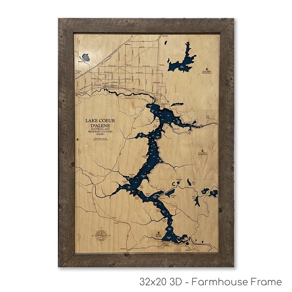 Lake Coeur D’alene Map - Etsy
