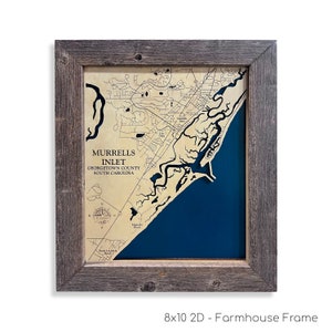 Murrells Inlet Map, Custom Wood Map, 3D Wall Art, Contour Map, Beach ...