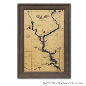 Lake Shafer - Custom Wood Map - Art - 3D Wall Art - Contour Map - Lake ...