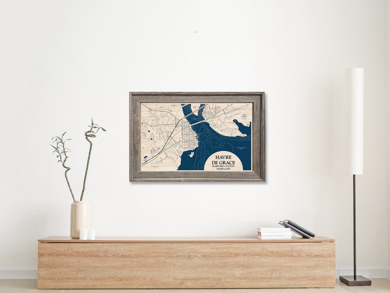Havre De Grace Map Maryland Map Custom Wood Map Wood Sign - Etsy
