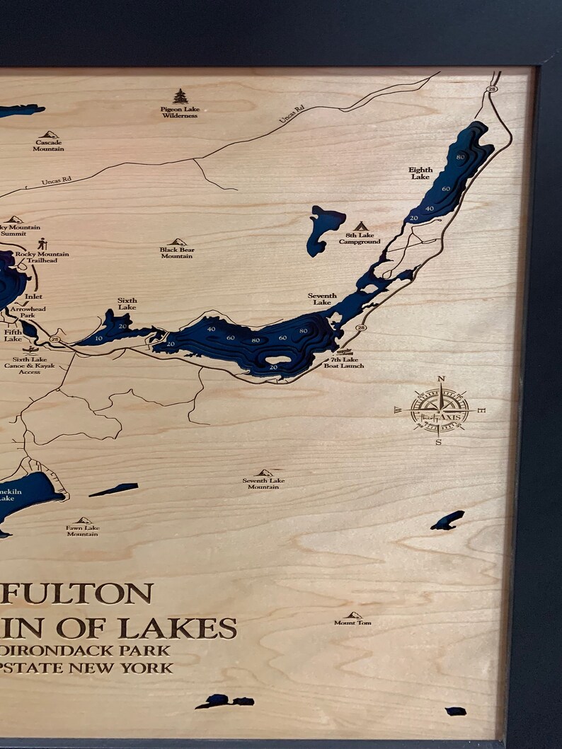 Fulton Chain of Lakes Map Wood Lake Map Custom Lake Map - Etsy