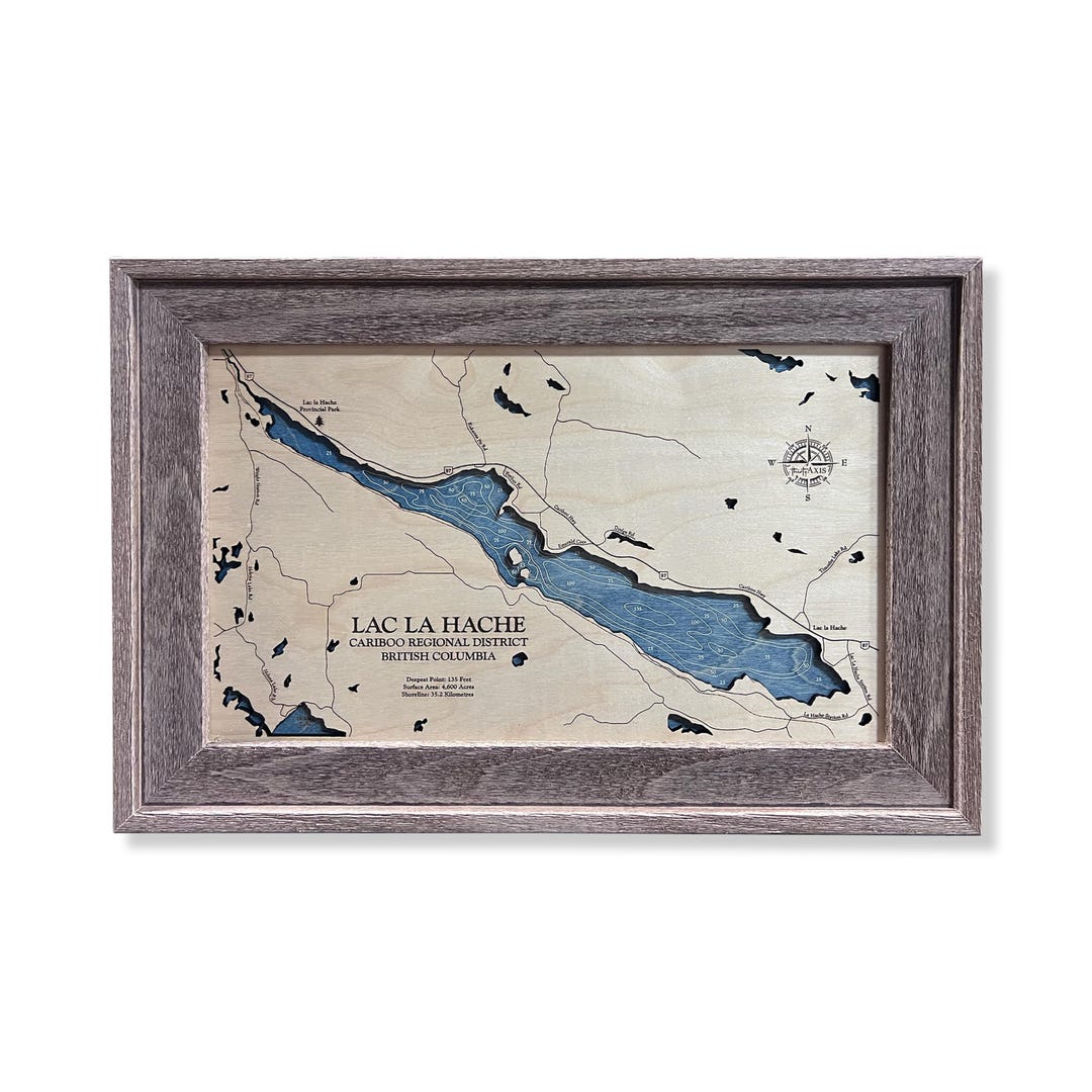Lac La Hache Map, Wood Lake Map, Custom Wood Map, Lake Map, Lake Gift ...
