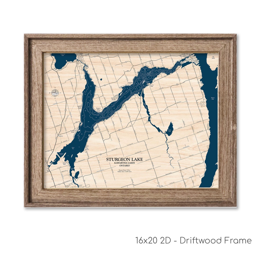 Sturgeon Lake 3D Lake Map Wood Lake Map Custom Lake Map - Etsy