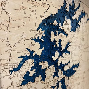 Lake Chatuge Map, Chatuge Lake Map, Custom Lake Map, 3D Lake Map, Wood ...