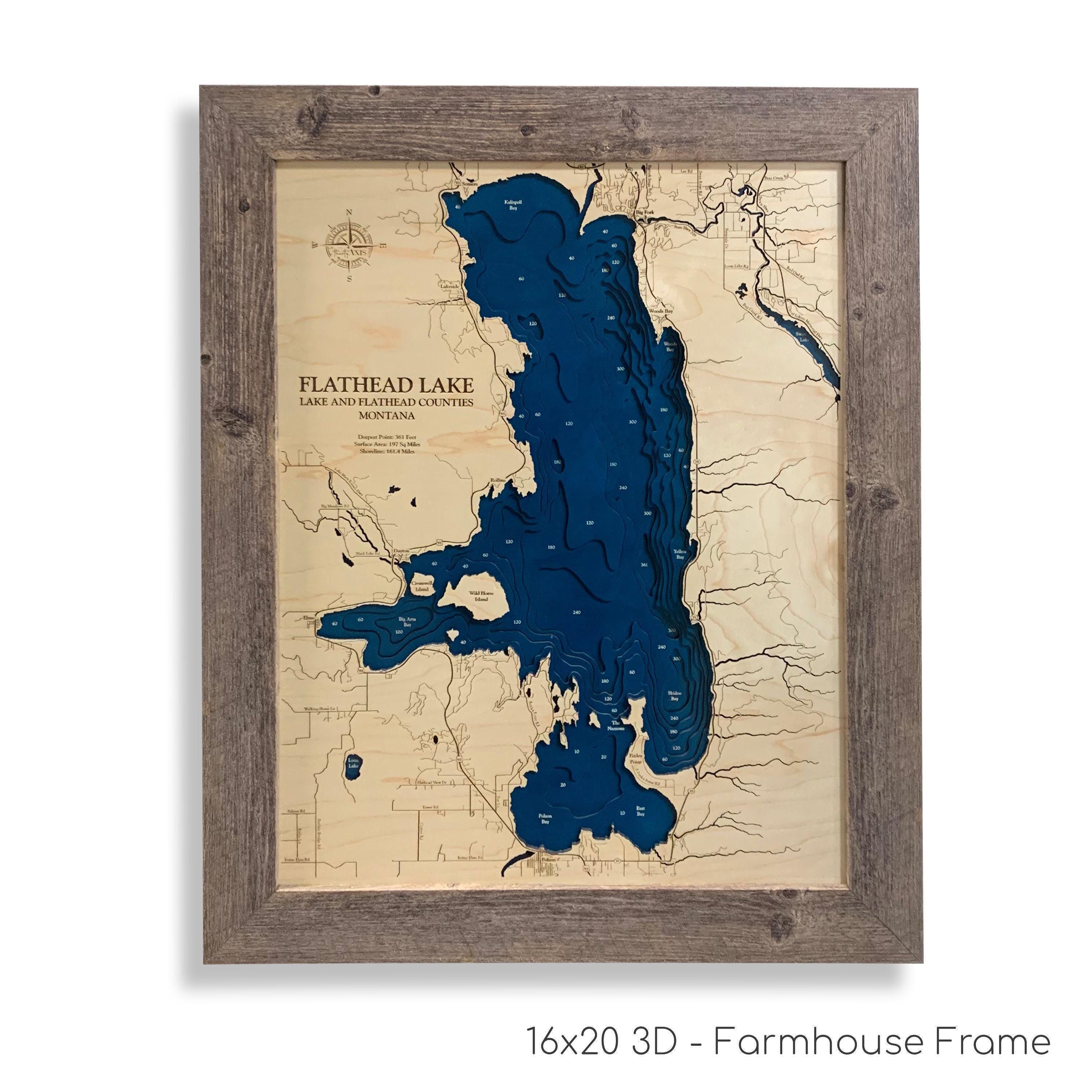 Flathead Lake Map, Glacier Park Map, Wood Lake Map, Wood Lake Sign ...