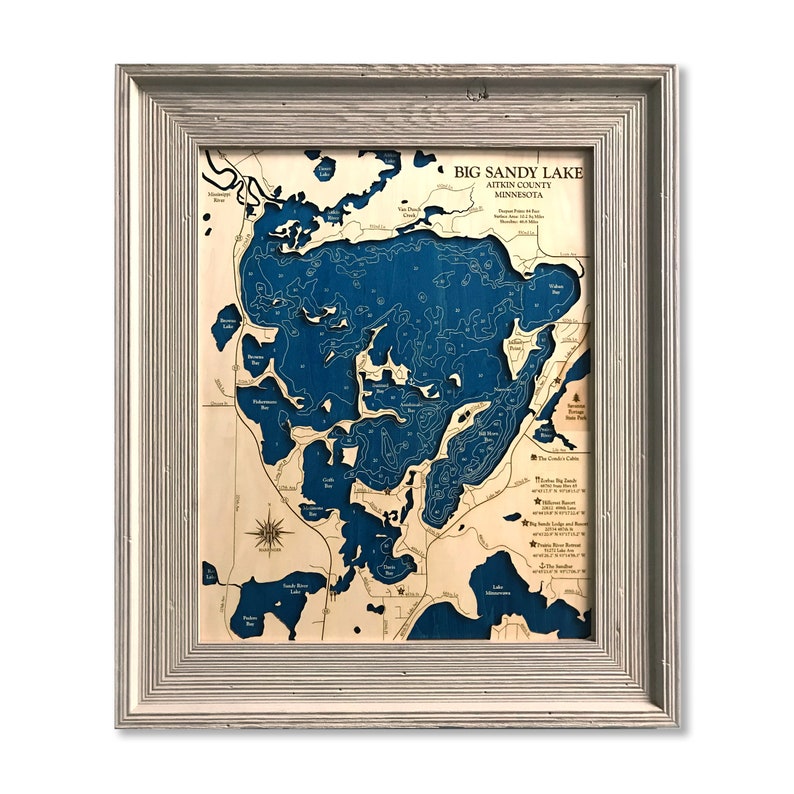Big Sandy Lake Minnesota Custom Wood Map Art 3D Wall | Etsy