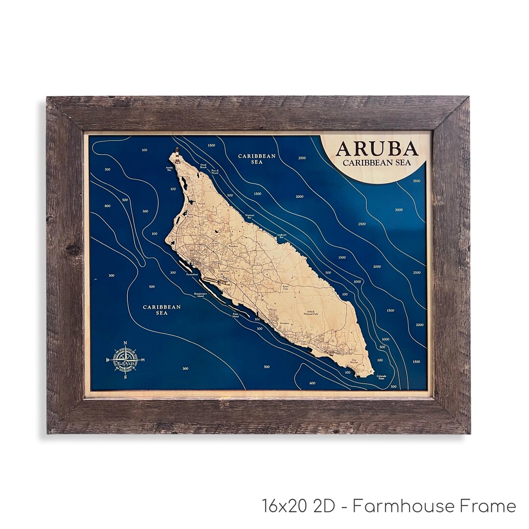 Aruba Map, Custom Wood Map, ABC Islands, Caribbean Art, 3D Wall Art ...