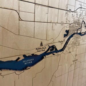 Illinois River Map, Custom Wood Map, 3D Wall Art, Contour Map Lake ...