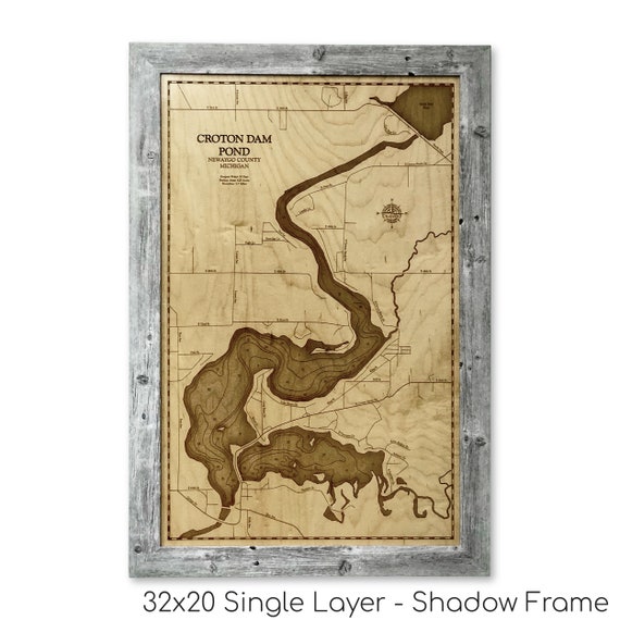 Croton Dam Pond Custom Wood Map Art 3D Wall Art | Etsy