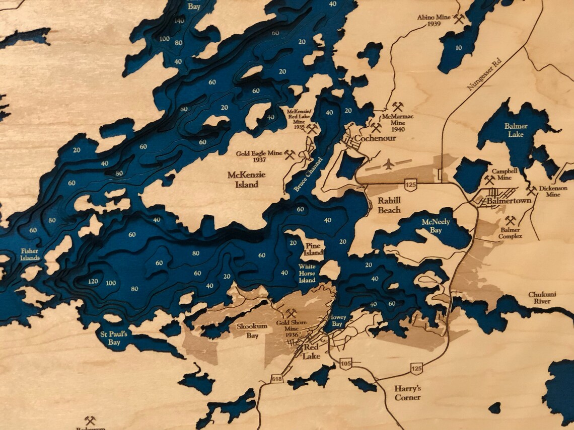 Red Lake Map Kenora Map Custom Wood Map 3D Wall Art Lake - Etsy