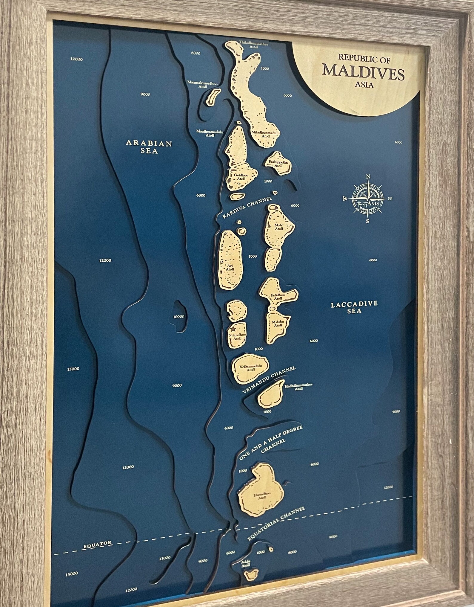 Maldives Maldives Map Custom Island Map Asia Map Wood Map - Etsy