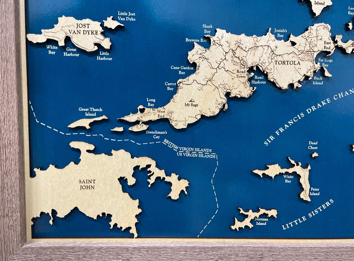 British Virgin Islands Map BVI Map Tortola Map Anegada Map | Etsy