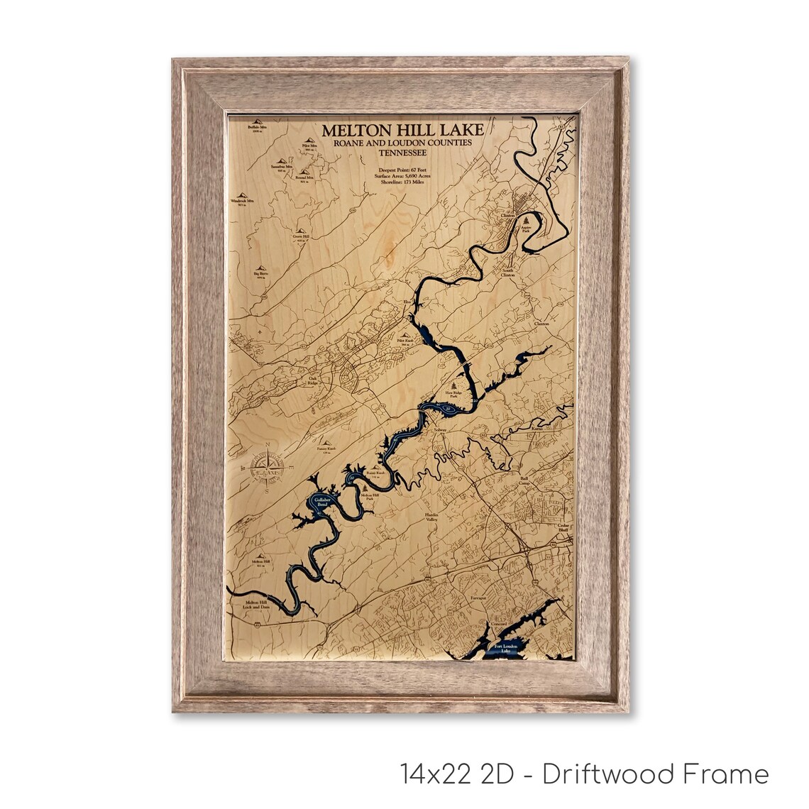 Melton Hill Lake Map Wood Lake Map Custom Lake Map Custom - Etsy