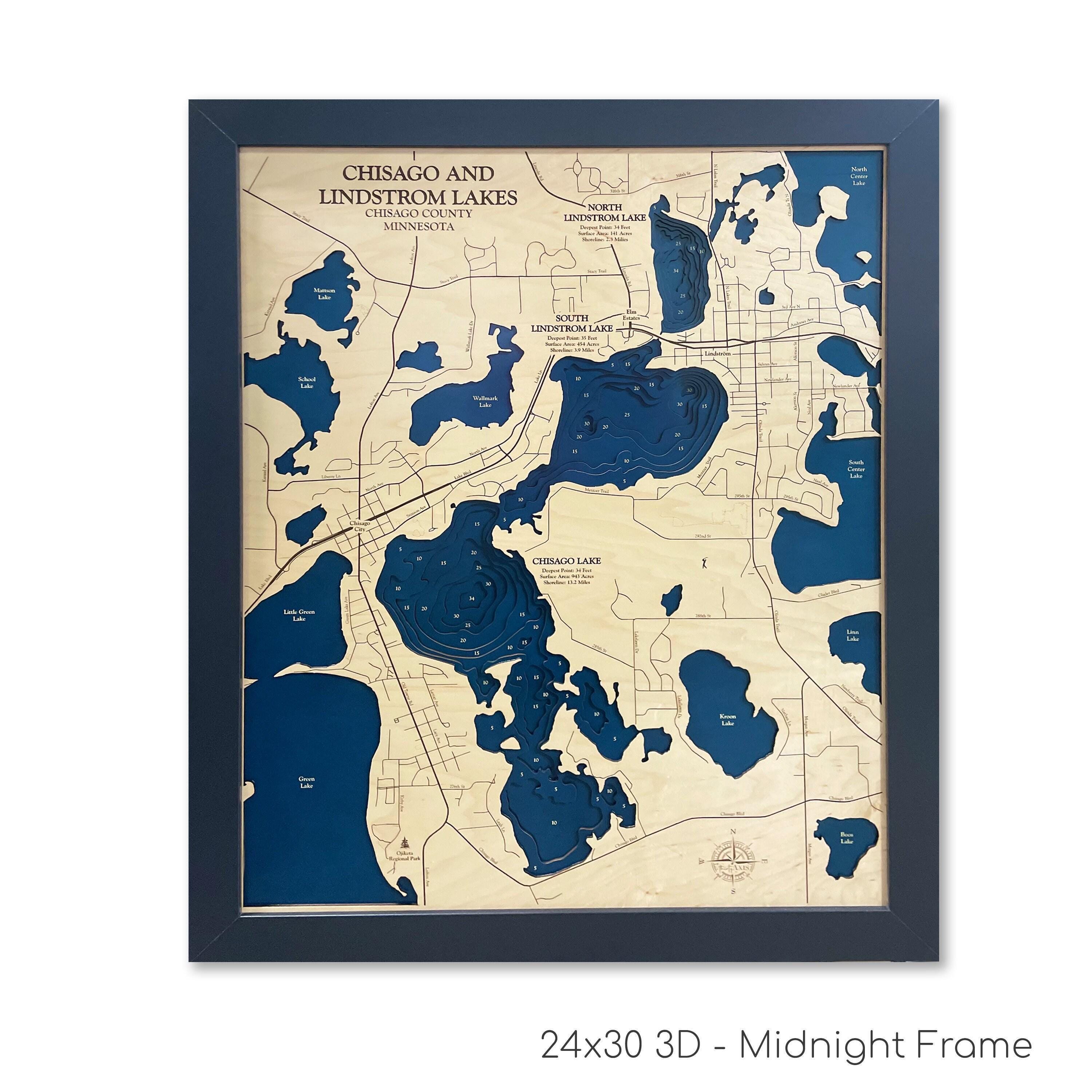 Chisago Lake, Lindstrom Lakes Map, Chisago Lake Map, Custom Lake Sign ...
