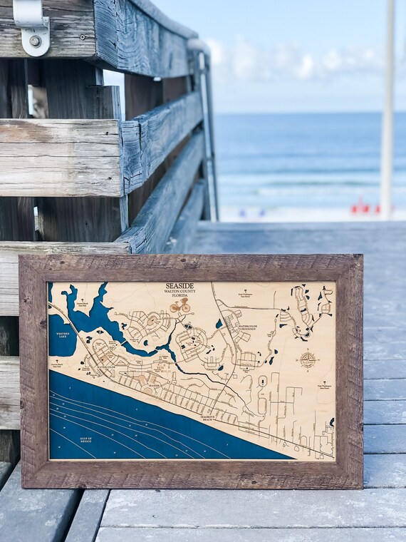 Seaside Florida Map Custom Wood Map Florida Art Panhandle | Etsy