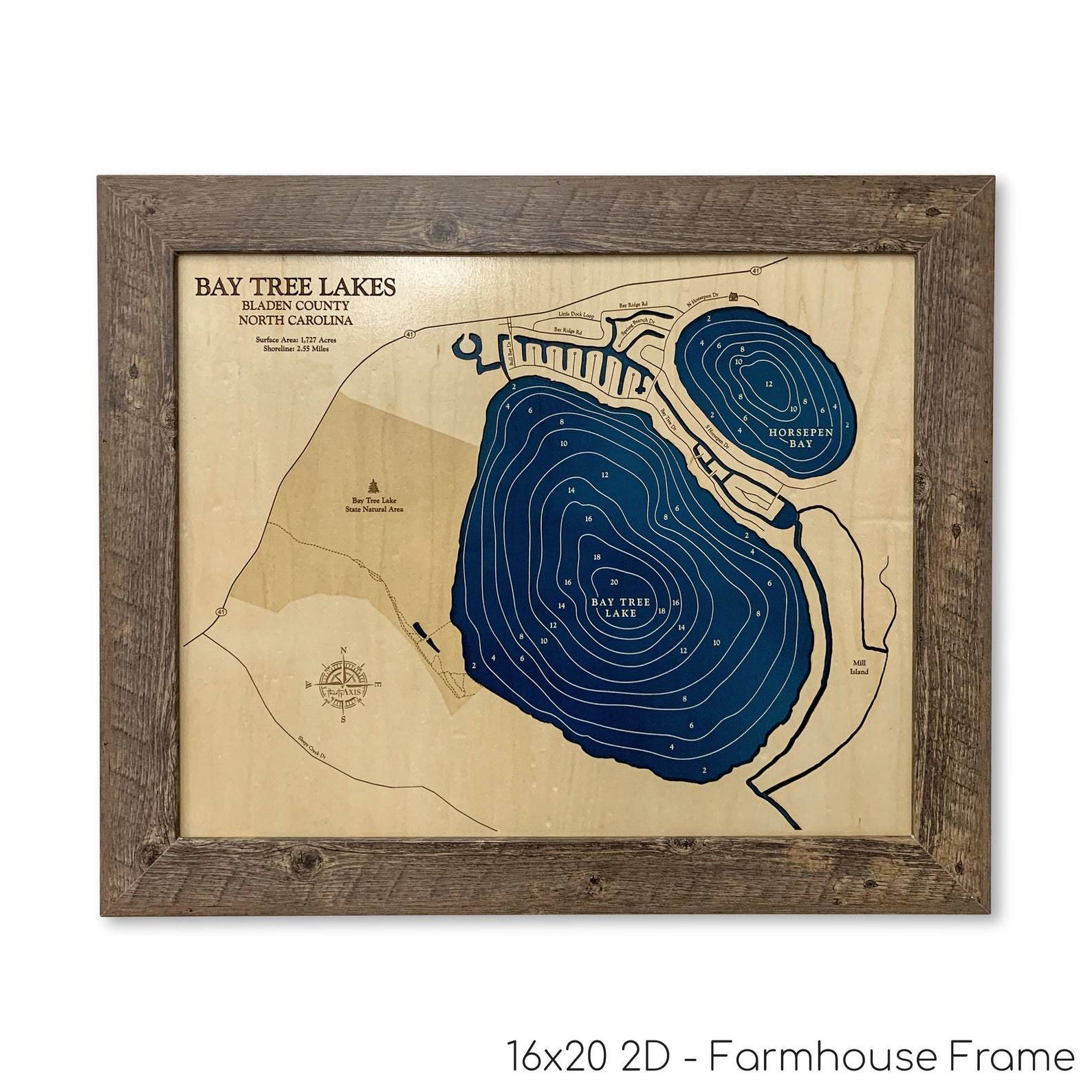 Bay Tree Lakes Map Custom Wood Map Custom Lake Art 3D Wall | Etsy