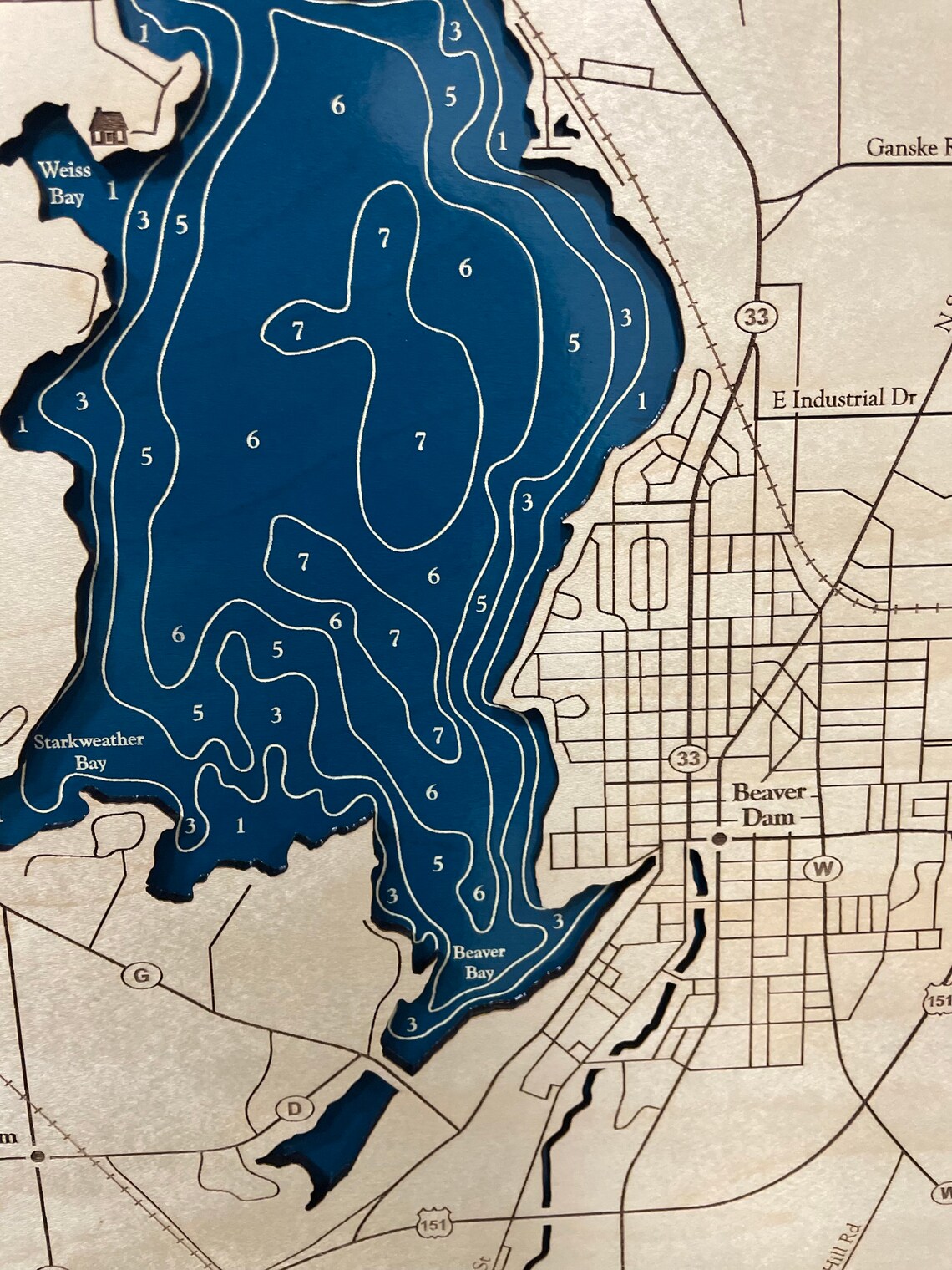 Beaver Dam Lake Wisconsin Custom Wood Map Art 3D Wall - Etsy