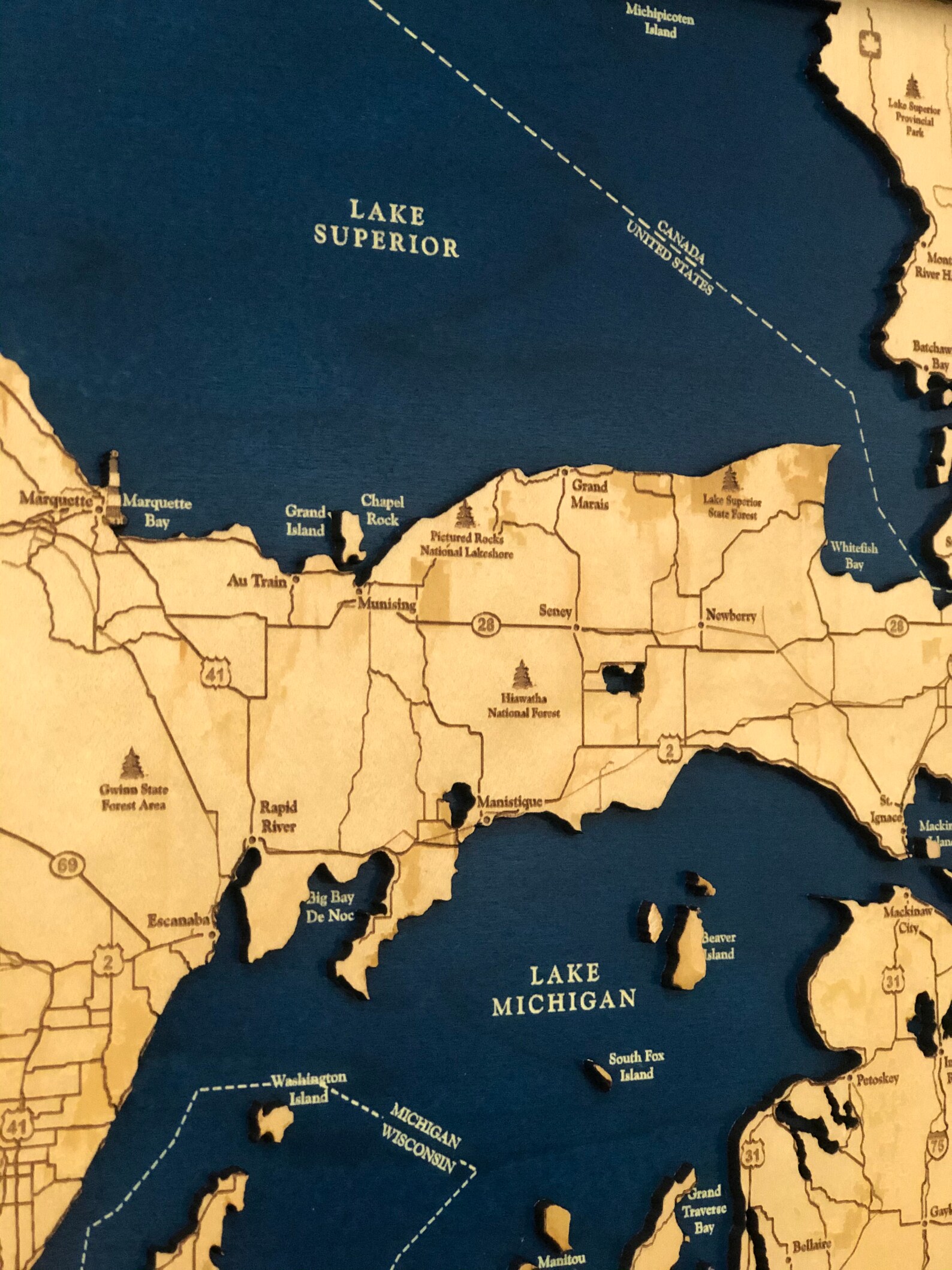 Upper Peninsula Map Michigan UP Map 3D Lake Map Custom Lake | Etsy