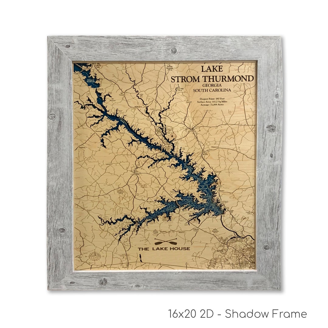 Lake Strom Thurmond Map, Custom Wood Map, Custom Lake Art, 3D Wall Art ...