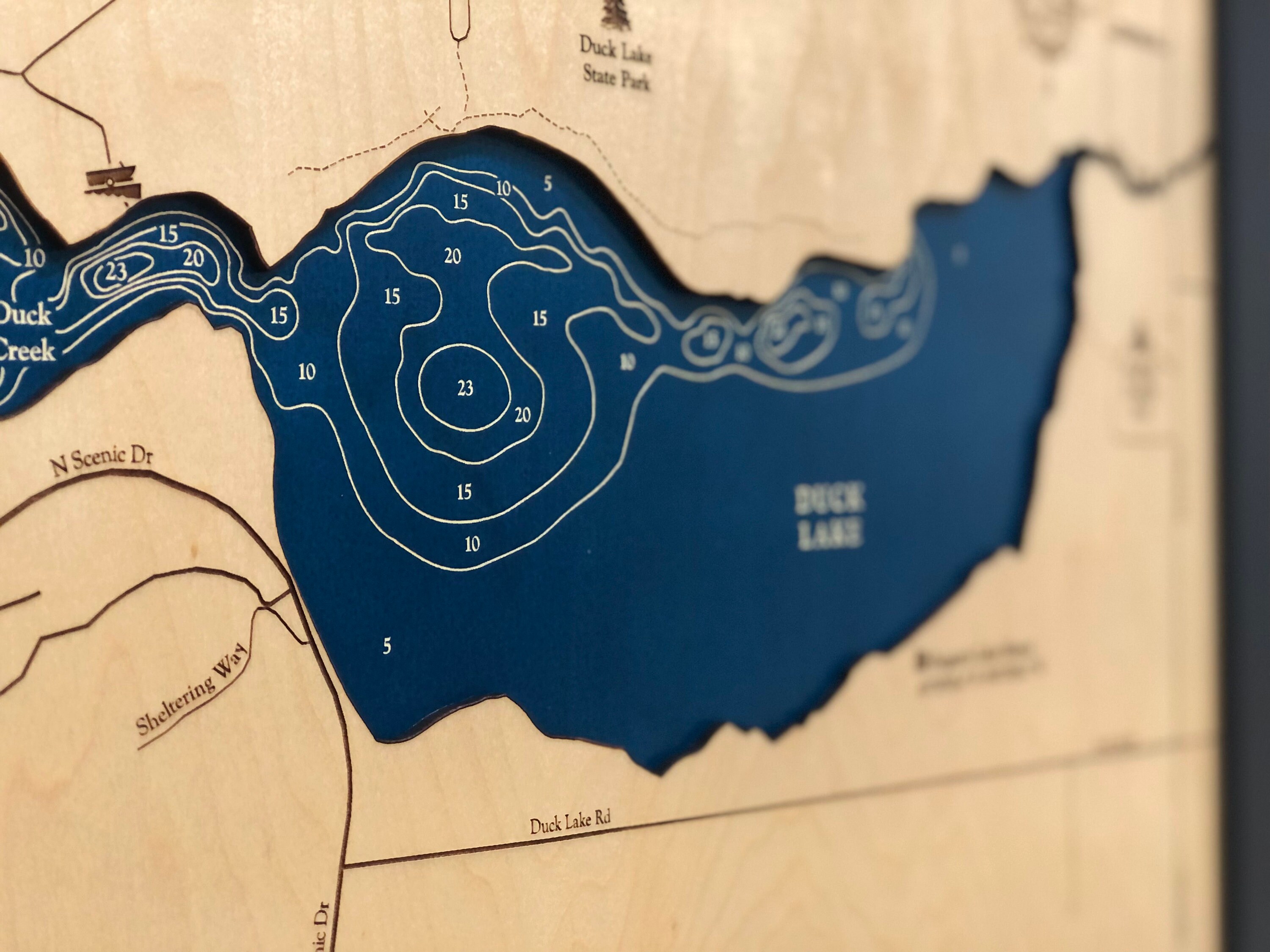 Duck Lake Custom Wood Map Duck Lake Map Custom Lake Sign | Etsy