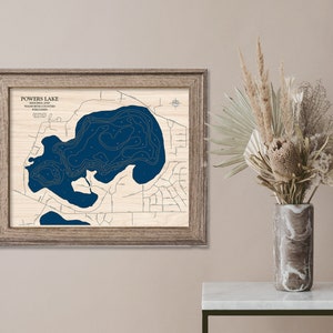 Powers Lake Map, Wood Lake Map, Custom Lake Map, Custom Lake Sign ...