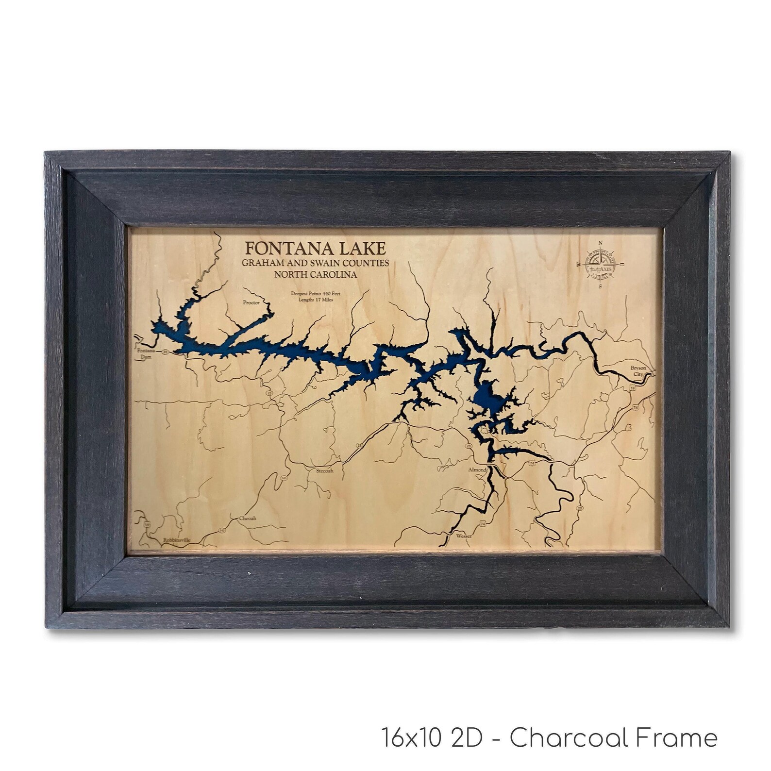 Fontana Lake Map, Wood Lake Map, Custom Lake Map, Custom Lake Sign ...