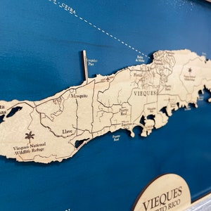 Vieques, Puerto Rico Map, Vieques Map, Honeymoon Gift, Wood Map ...